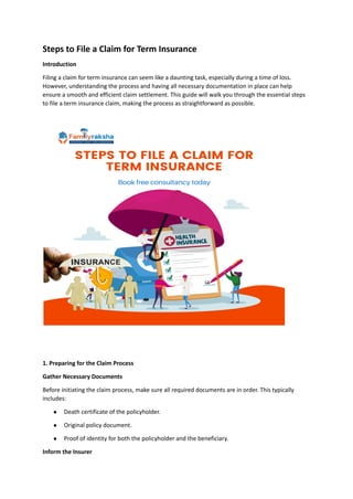 Steps to File a Claim for Term Insurance. | PDF | Motor Insurance ...