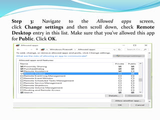 Steps to fix remote desktop connection has stopped working in windows 10 | PPT