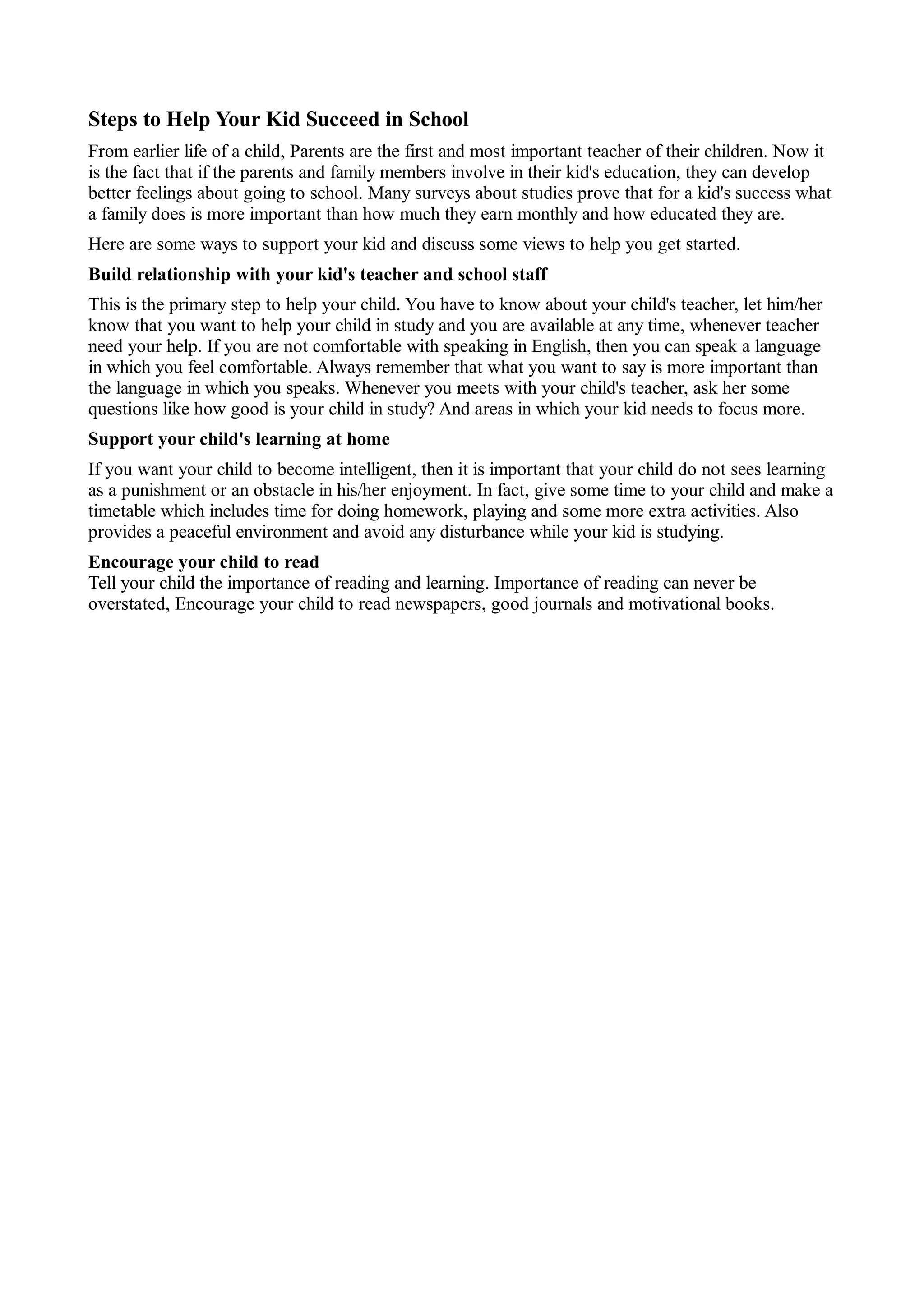 Steps to help your kid succeed in school | DOC