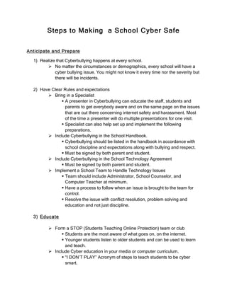 Steps to Making a School Cyber Safe | PDF | Internet Safety | Parenting