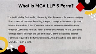MCA LLP Form 5 Guide with Name Change Steps | PPT