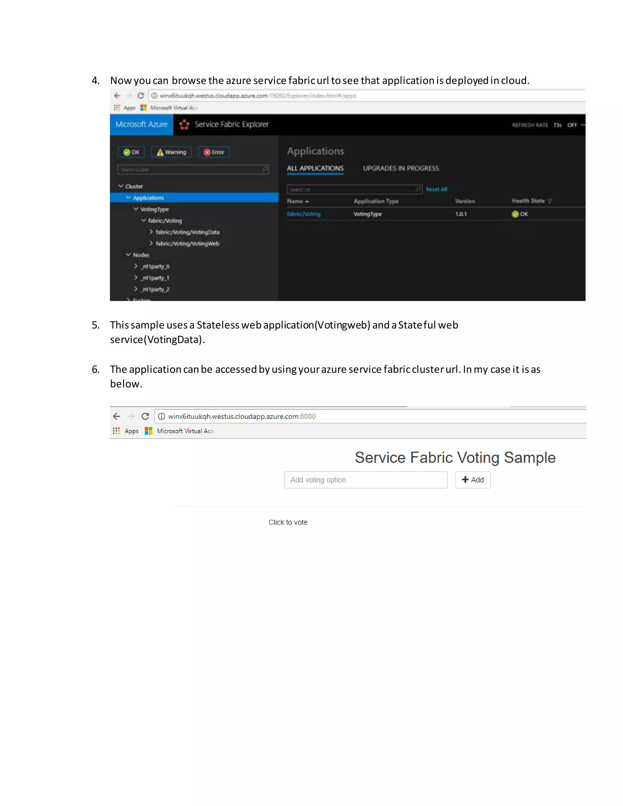 Steps to publish an application to azure service fabric | DOCX