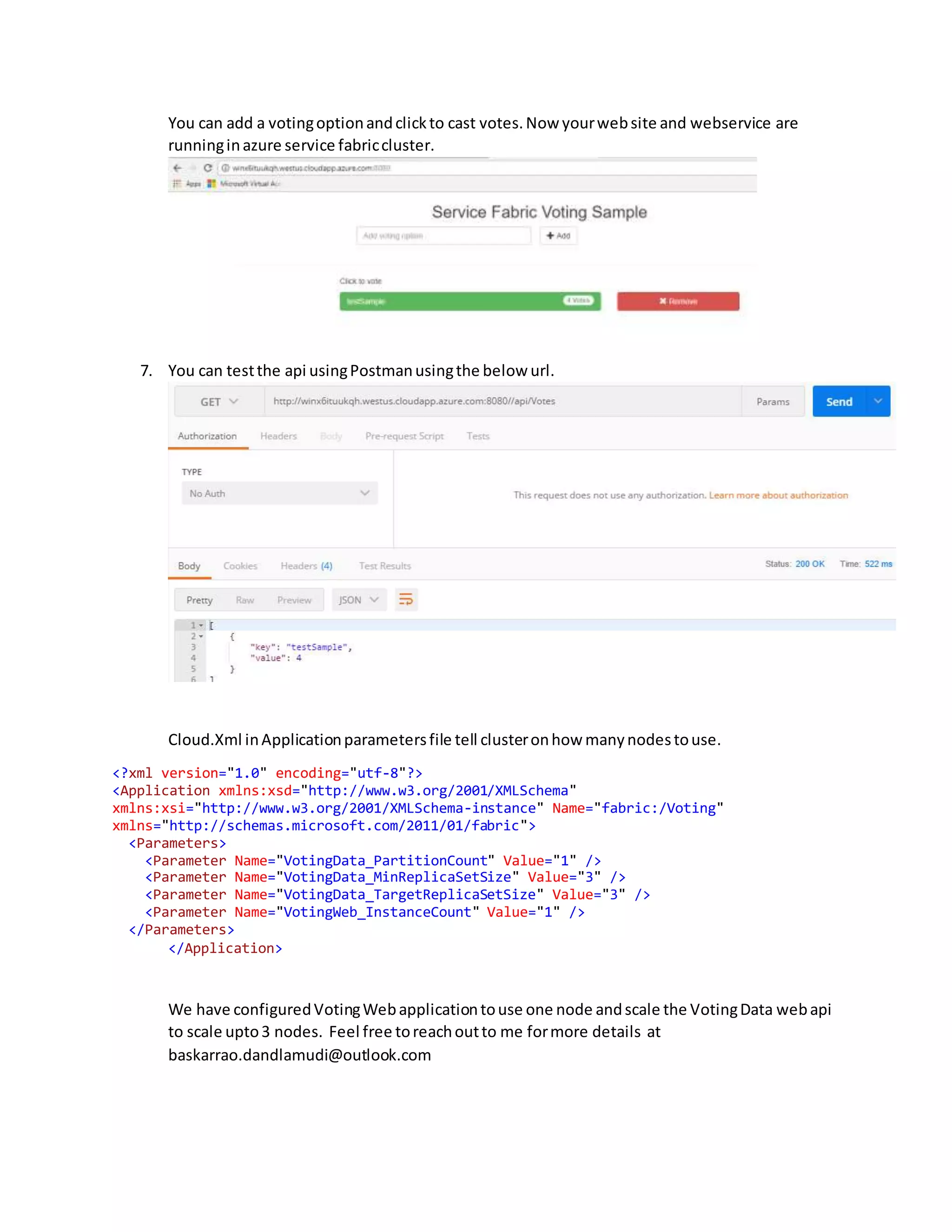 Steps to publish an application to azure service fabric | DOCX