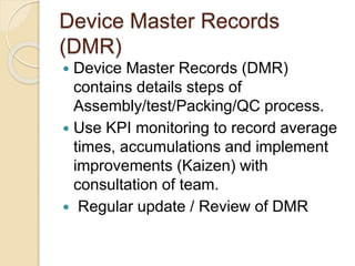 Steps to set up a Medical device lean manufacturing facility | PPTX