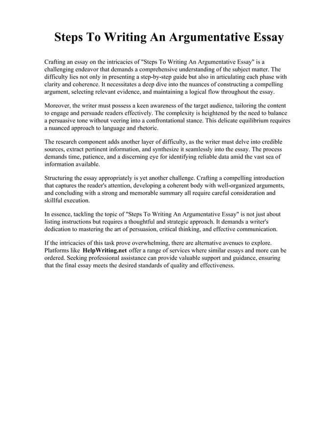 Steps To Writing An Argumentative Essay. Roberts Wesleyan University | PDF