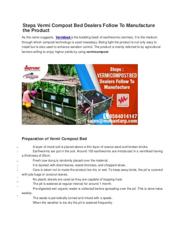 Steps vermi compost bed dealers follow to manufacture the product | PDF