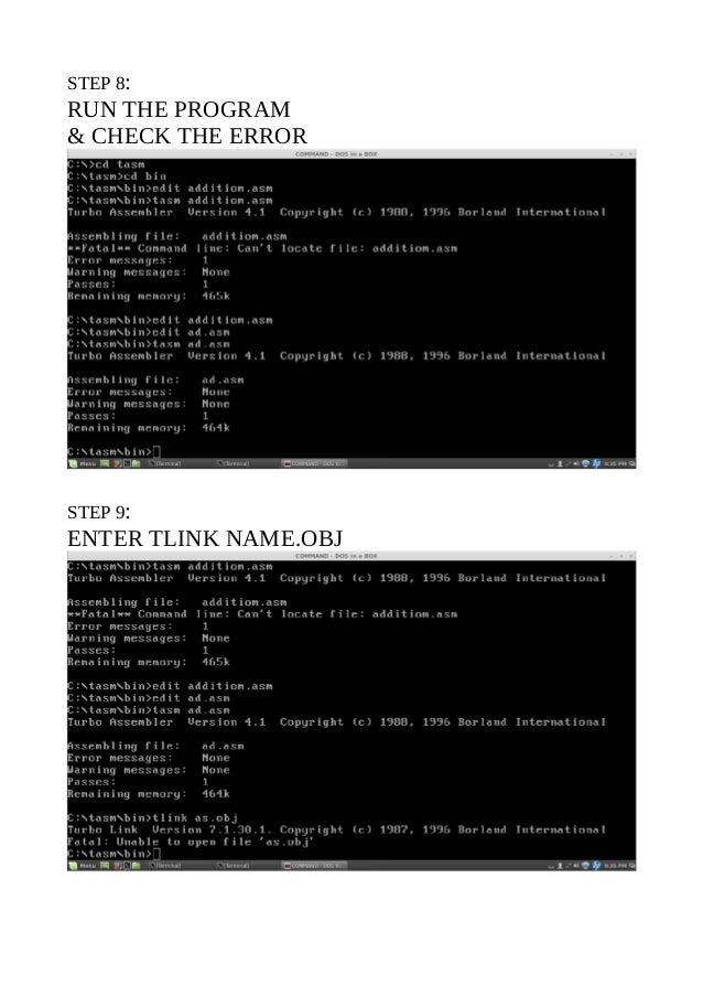 Step To Program In Tasm
