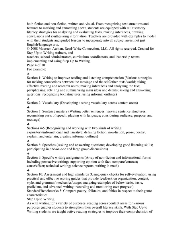 Step Up To Writing Program Provides Effective | PDF