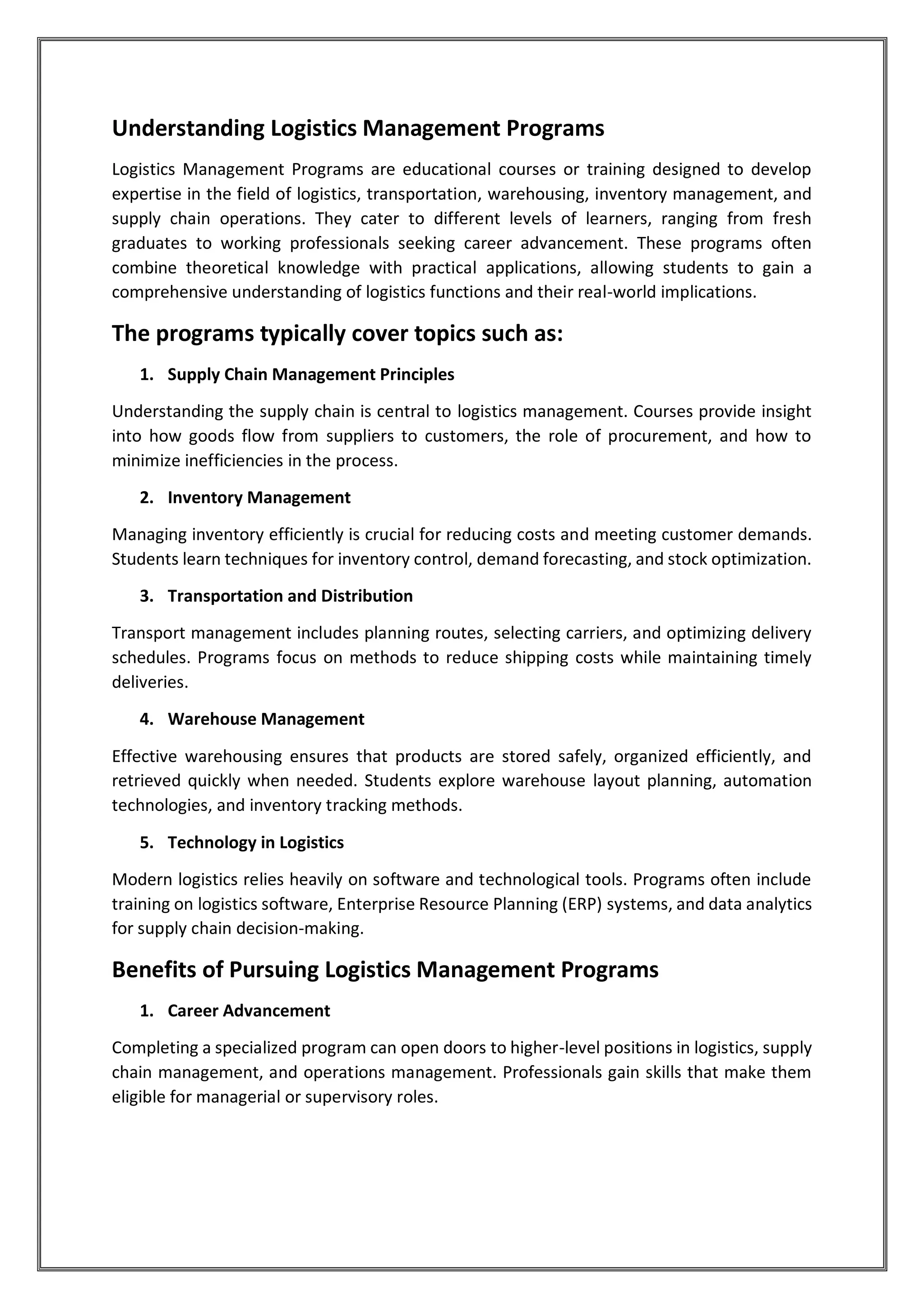 Step Up Your Career Comprehensive Guide to Logistics Management ...