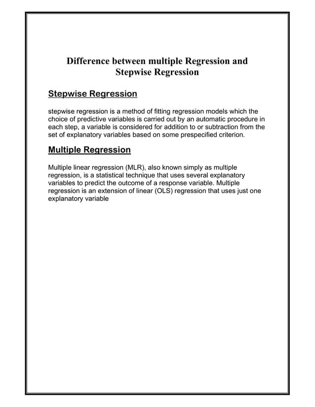 Stepwise, Multiple and Cluster regression.pdf | Free Download