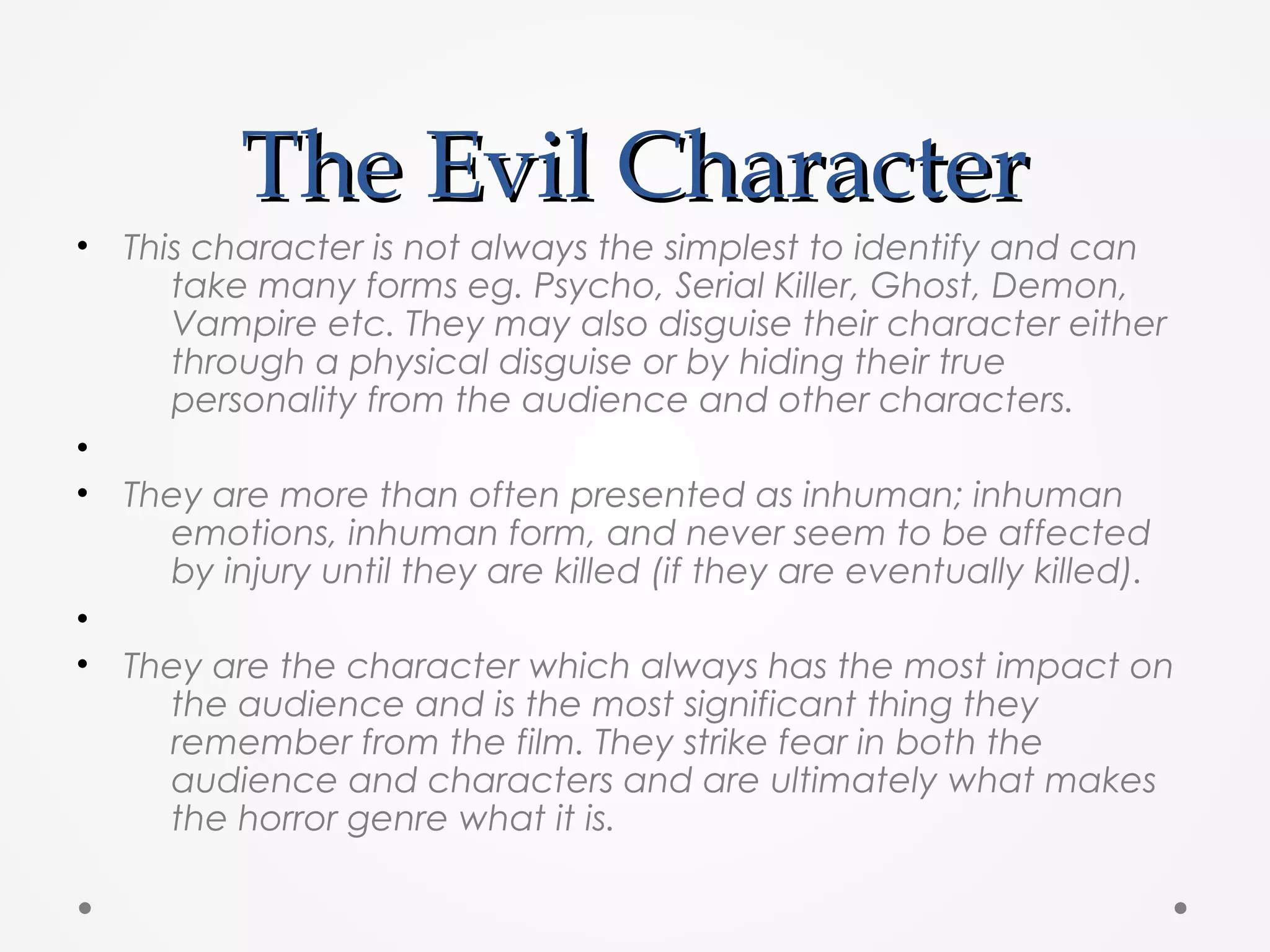 Stereo-typical Horror Characters | PPT