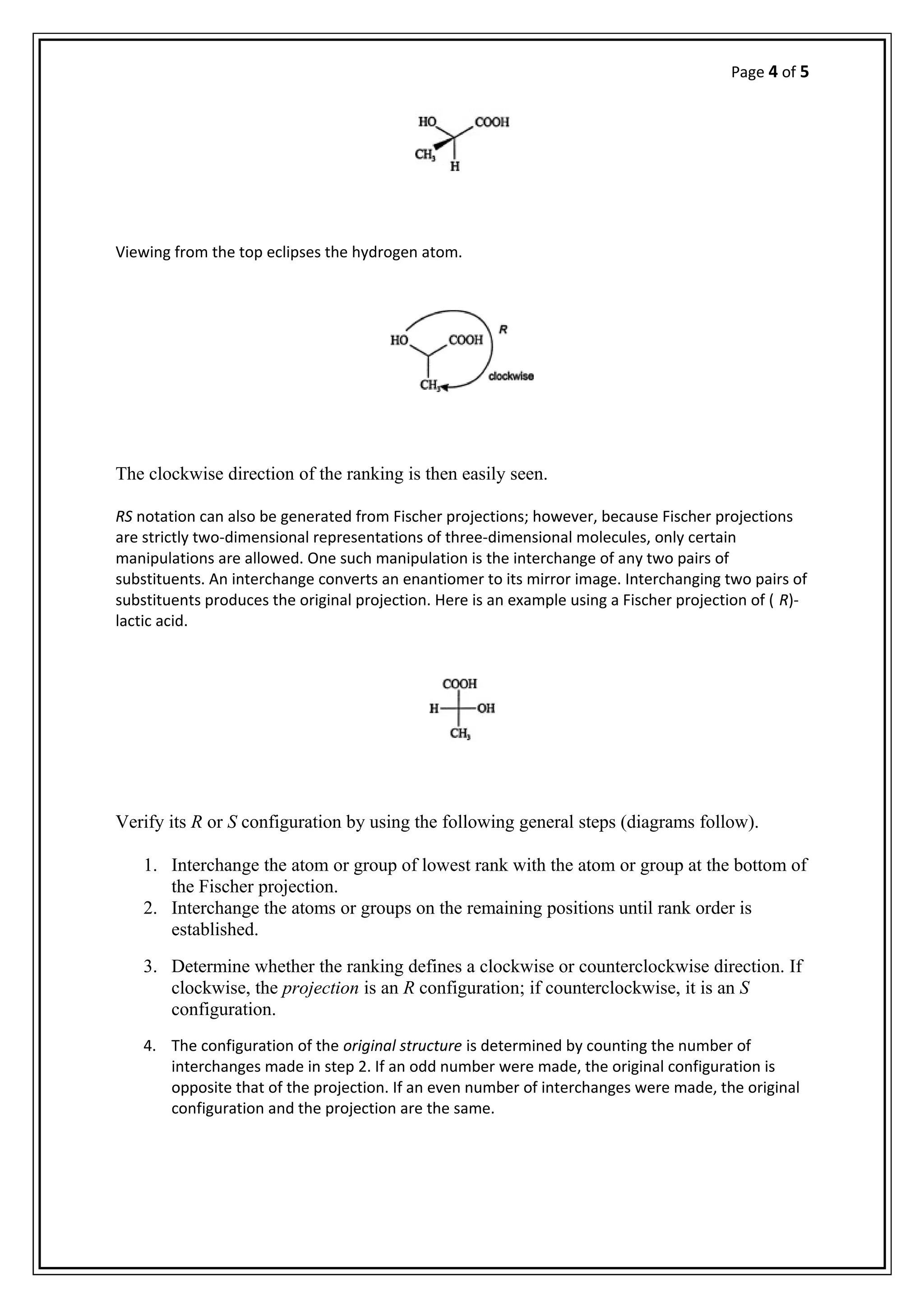 Stereochemistry configuration of r and s | DOC