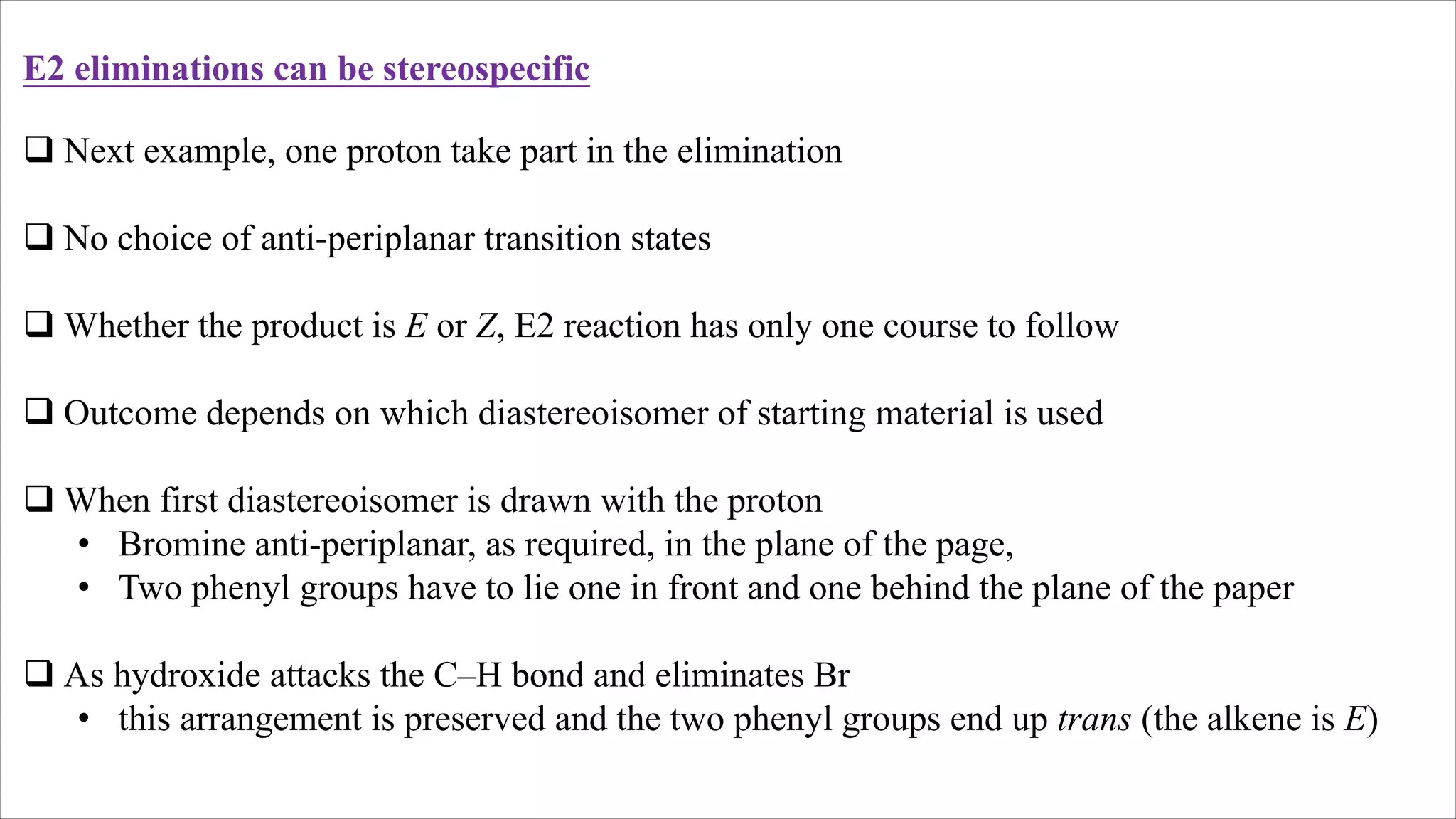 Stereochemistry of Elimination Reactions | PDF