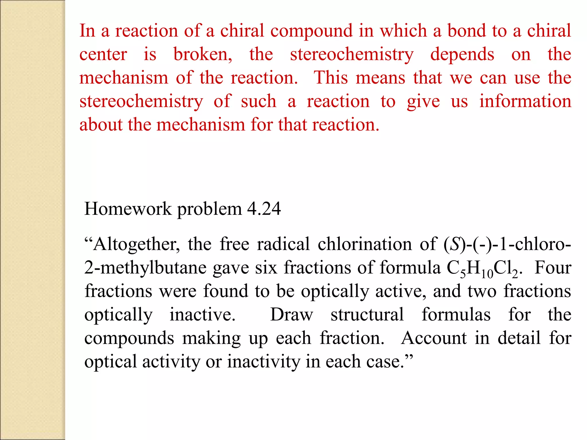 Stereochemistry (Reactions of Chiral Molecules) | PDF
