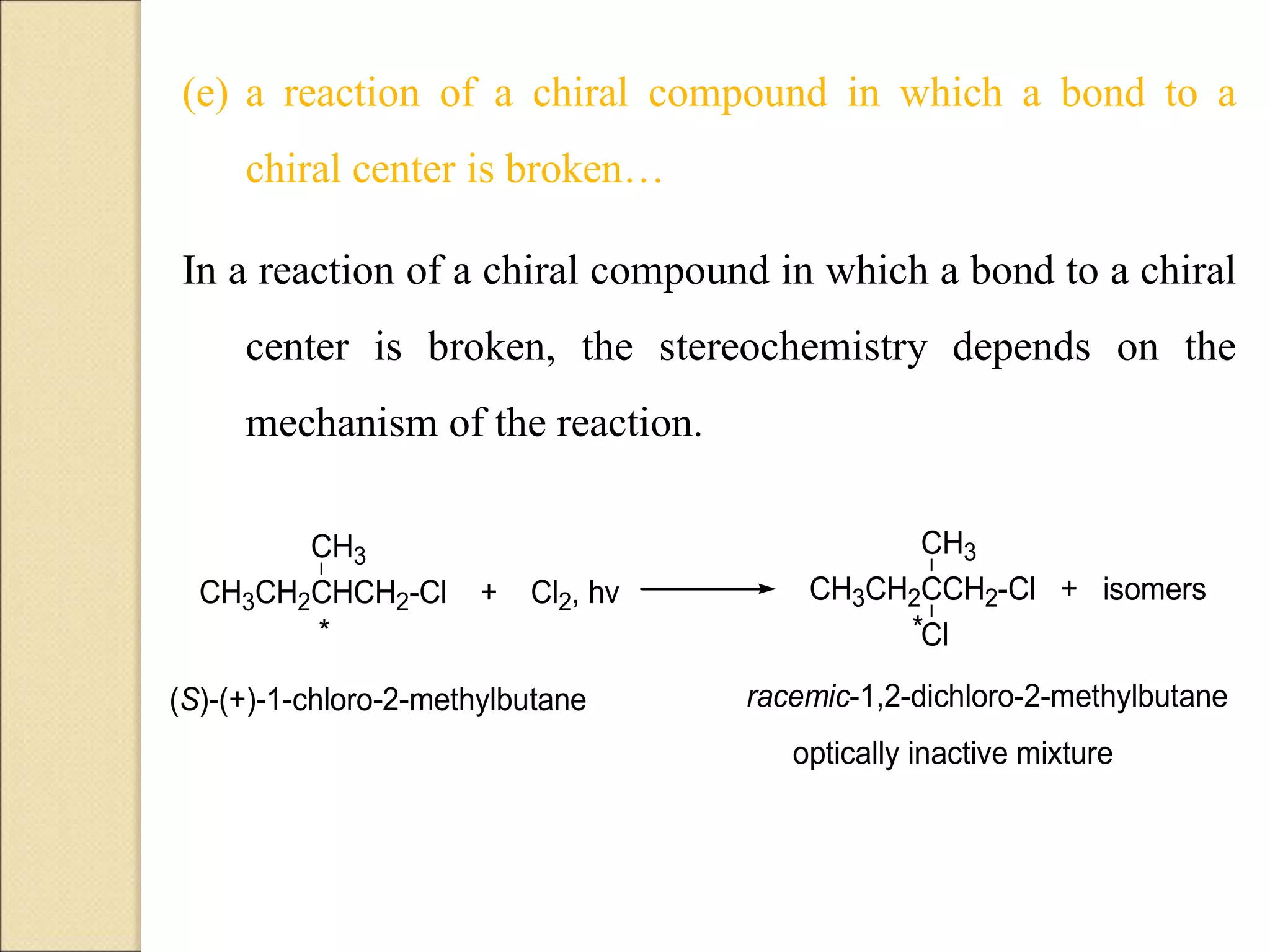 Stereochemistry (Reactions of Chiral Molecules) | PDF