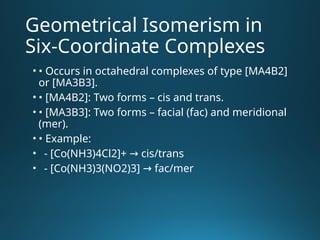stereoisomerism in coordination compound | PPTX