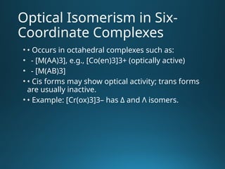stereoisomerism in coordination compound | PPTX