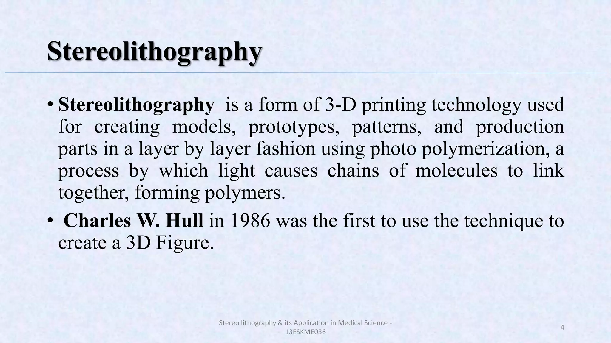 Stereolithography - Presentation By Hitesh Sharma | PPTX
