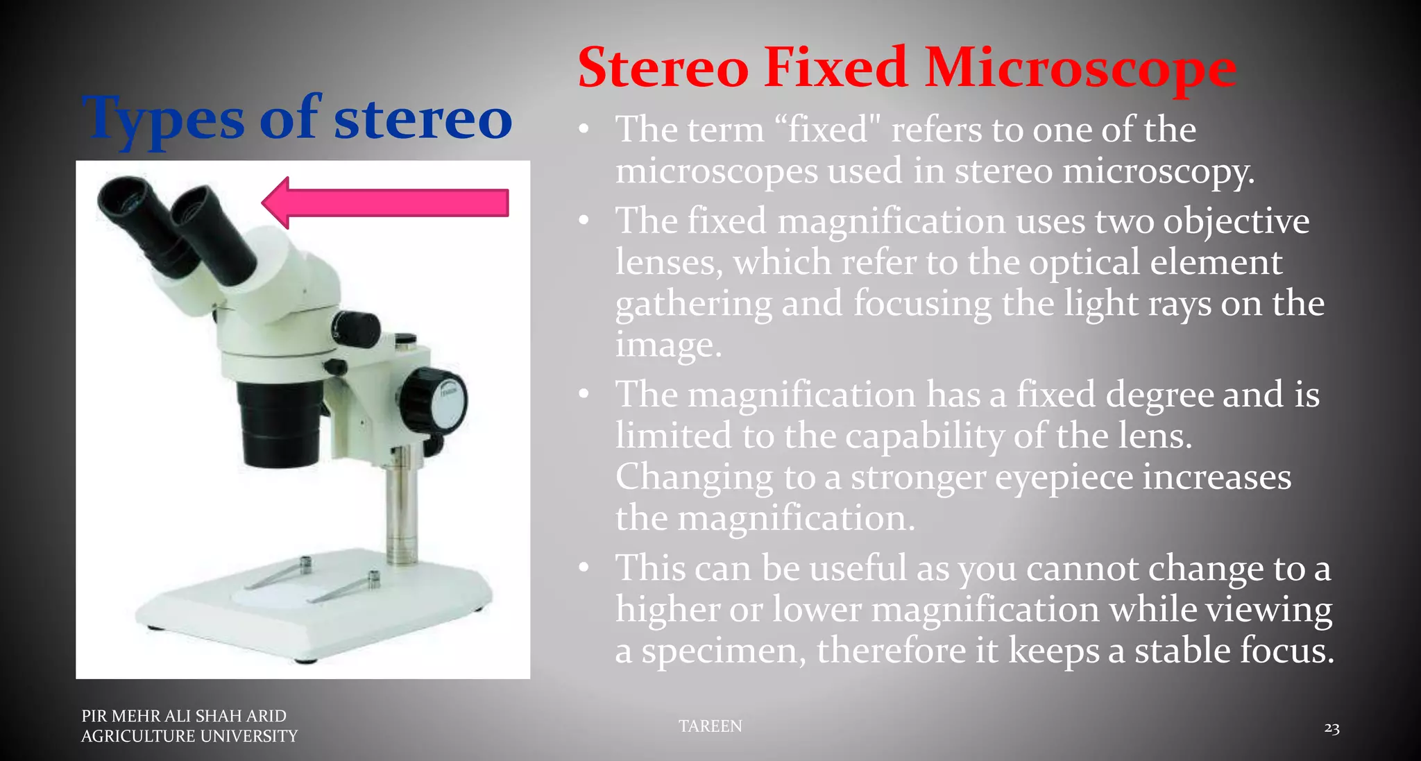 Stereo Microscope or Dissecting Miscrscope | PPTX