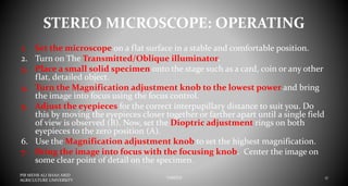 Stereo Microscope or Dissecting Miscrscope | PPTX