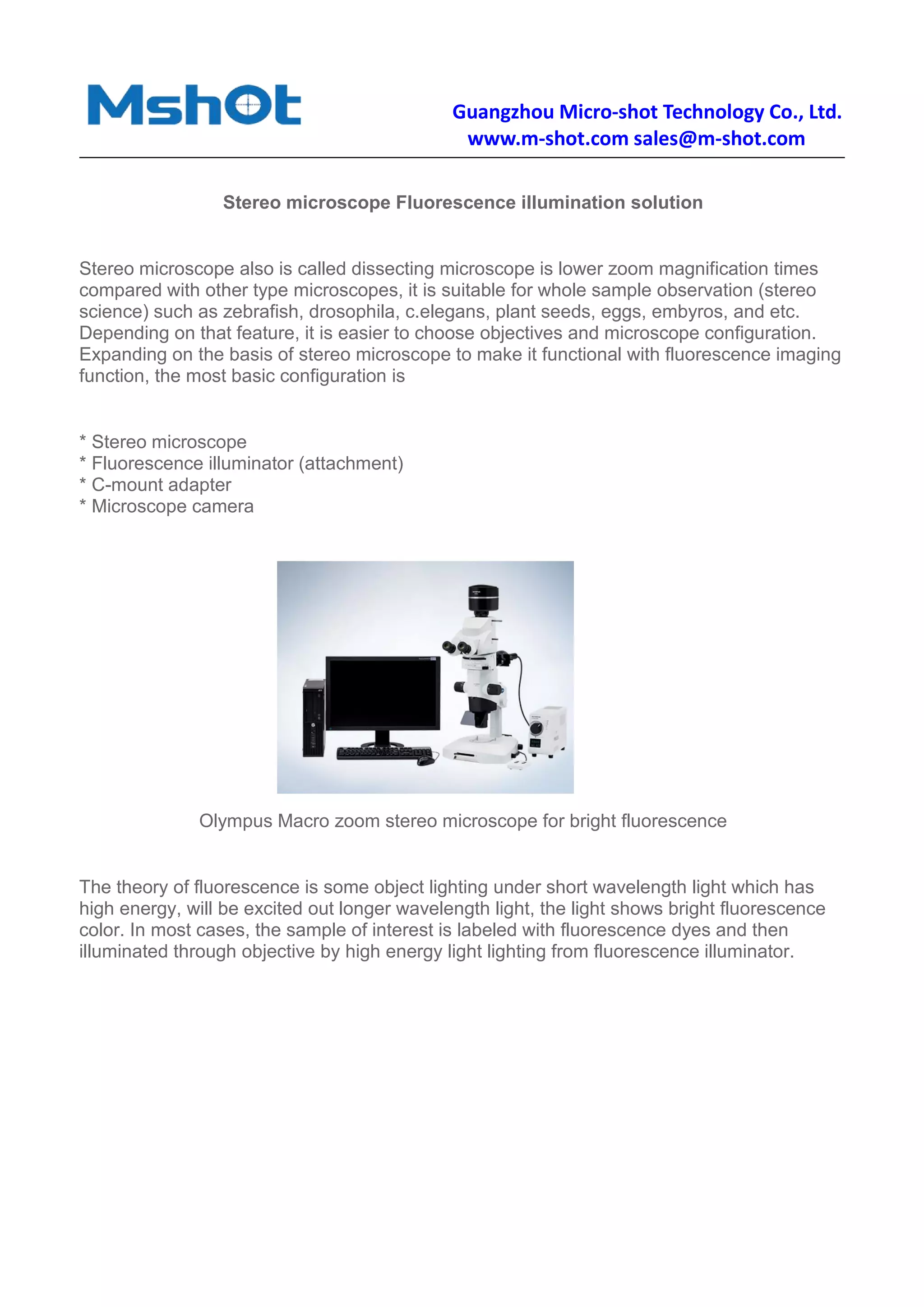 Stereo microscope fluorescence illumination solution | PDF