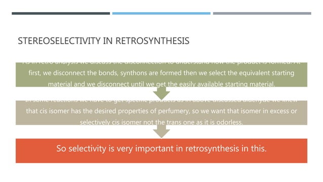 Stereoselectivity in retrosynthesis of organic molecules| disconnection ...