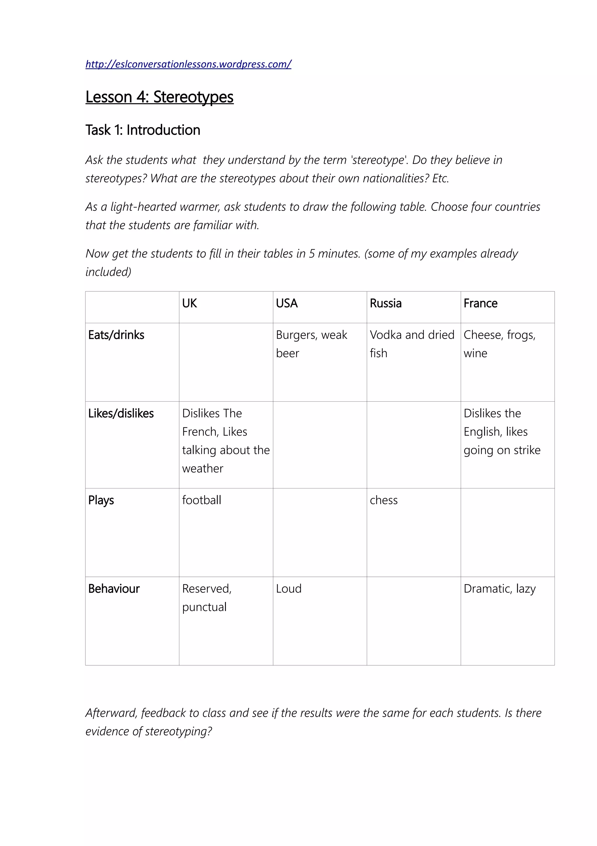 Stereotype lesson2 | PDF