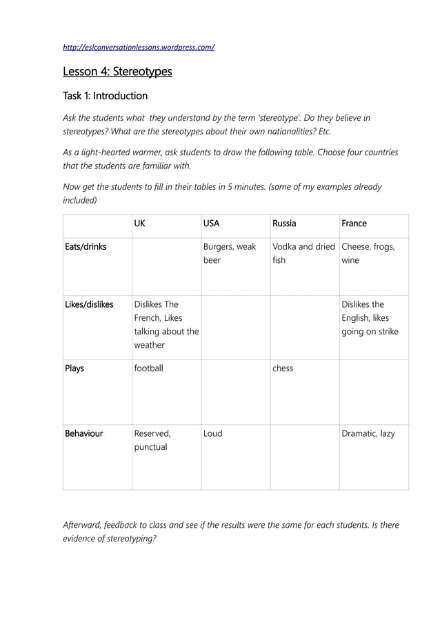 Stereotype lesson2 | PDF