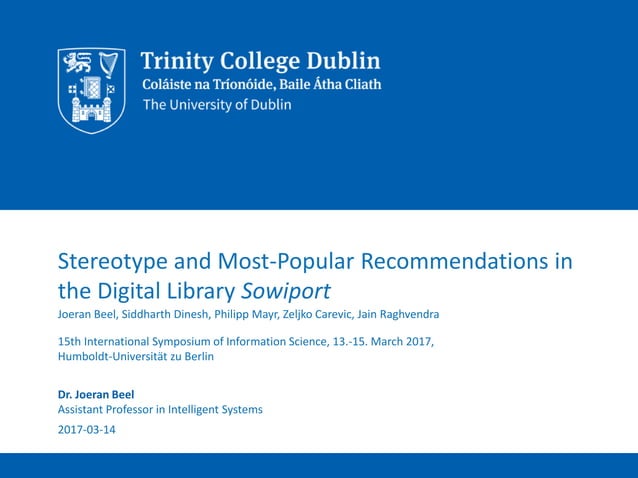 Stereotype and most popular recommendations in the digital library ...