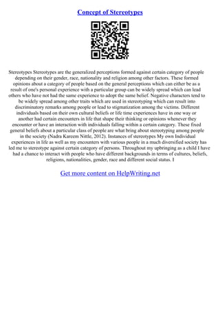 Stereotype Essays | PDF