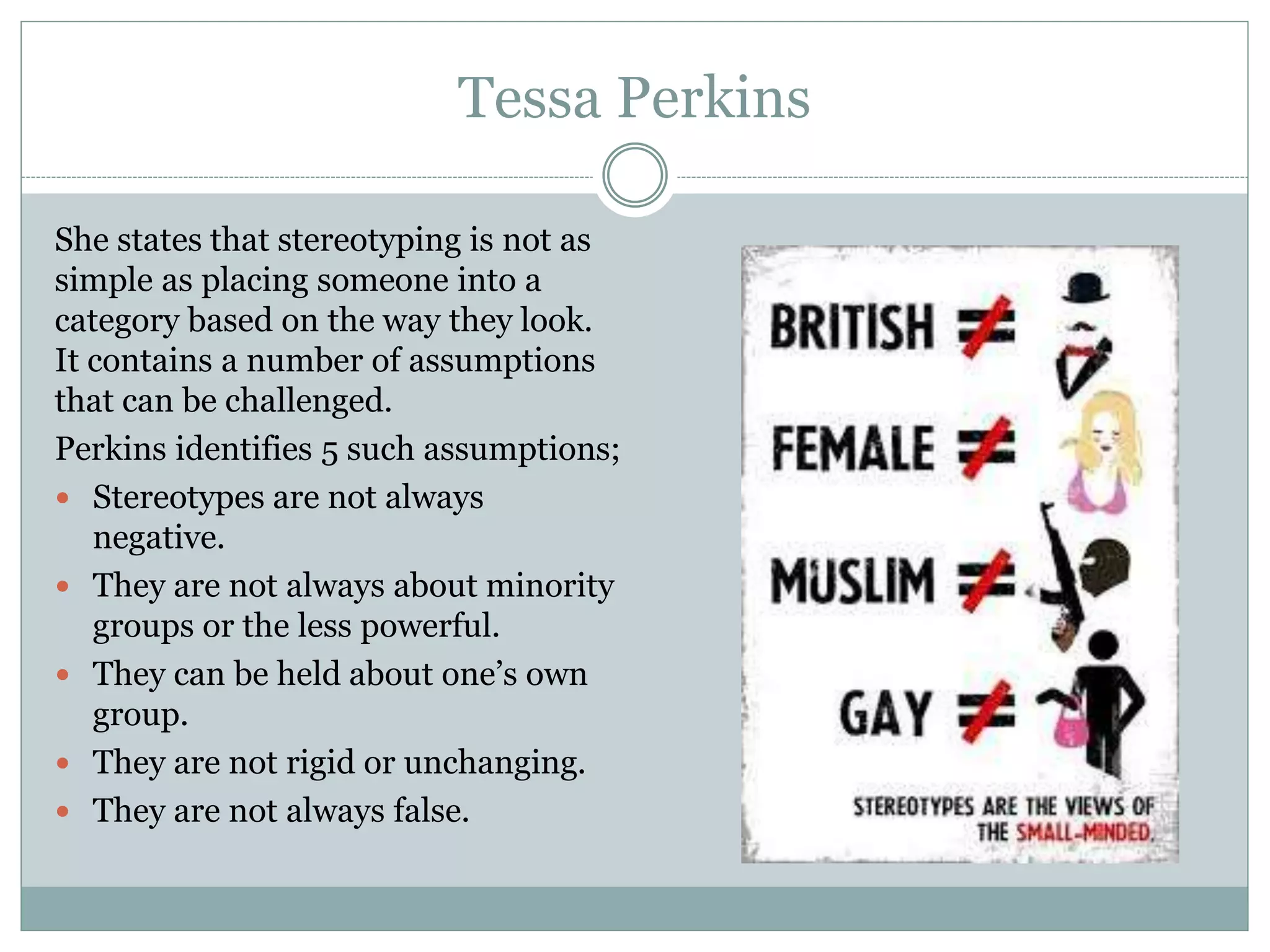 Tessa Perkin's Stereotypes | PPTX