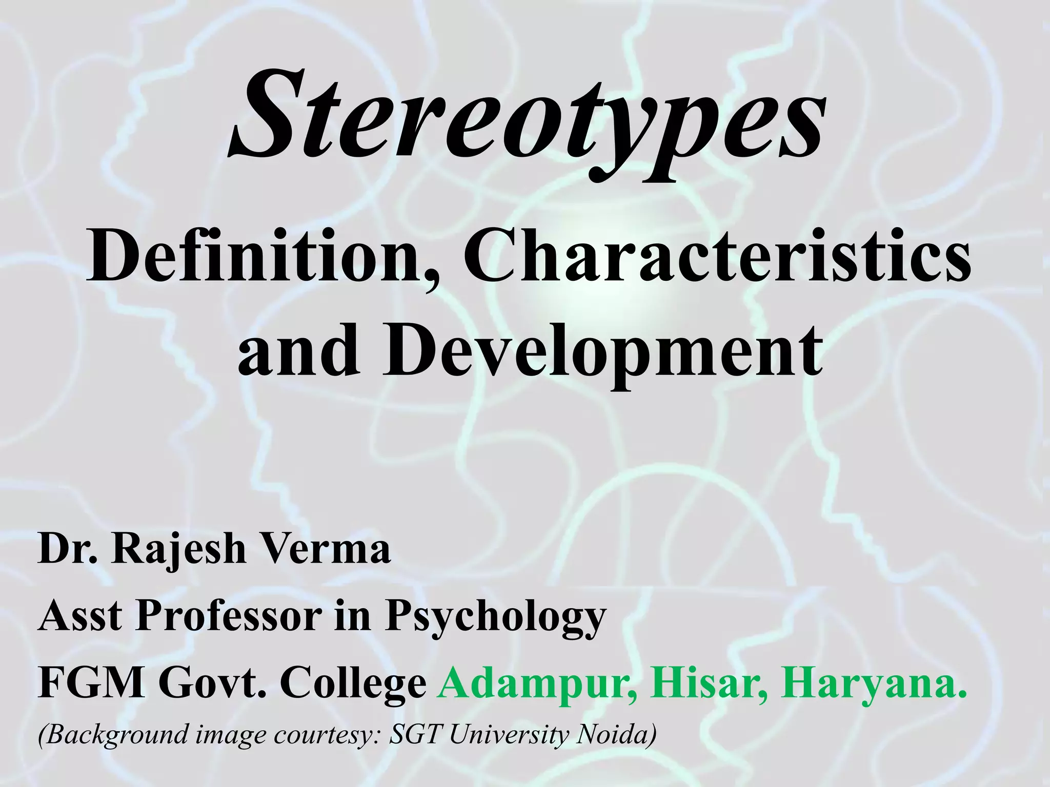 Stereotypes Definition and Meaning | PPTX