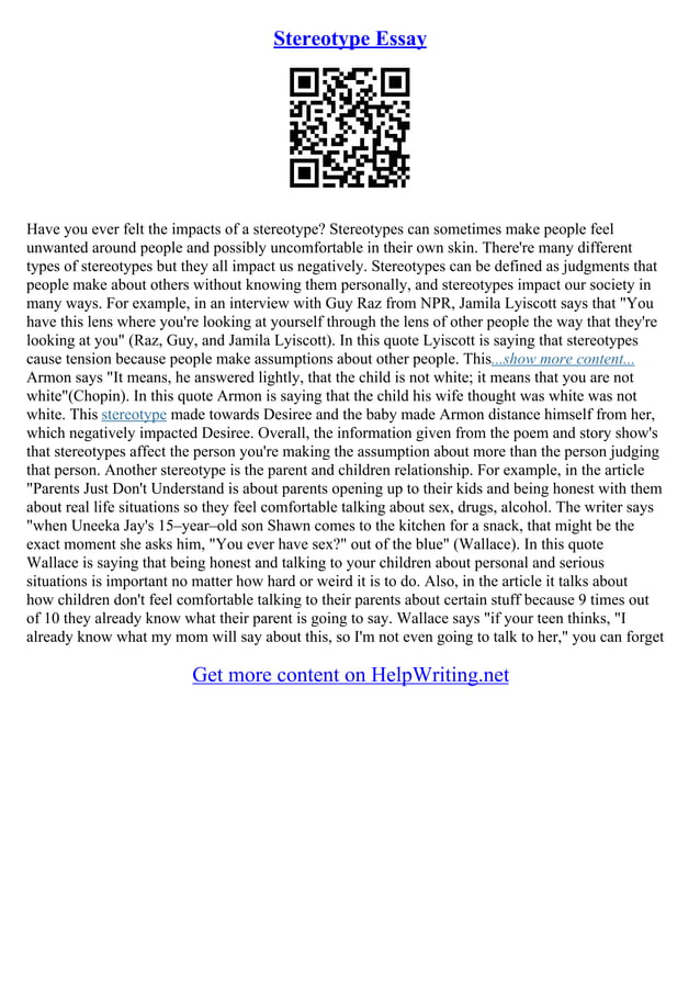 Stereotypes Essay | PDF