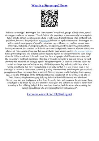 Stereotypes Essay | PDF