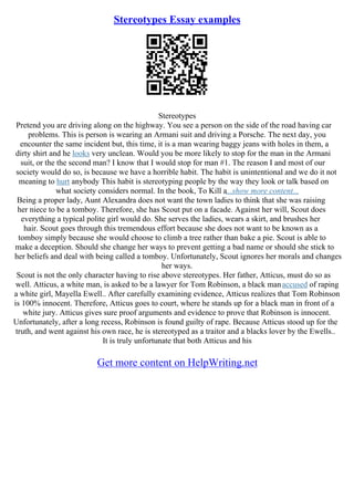 Stereotypes Essay | PDF