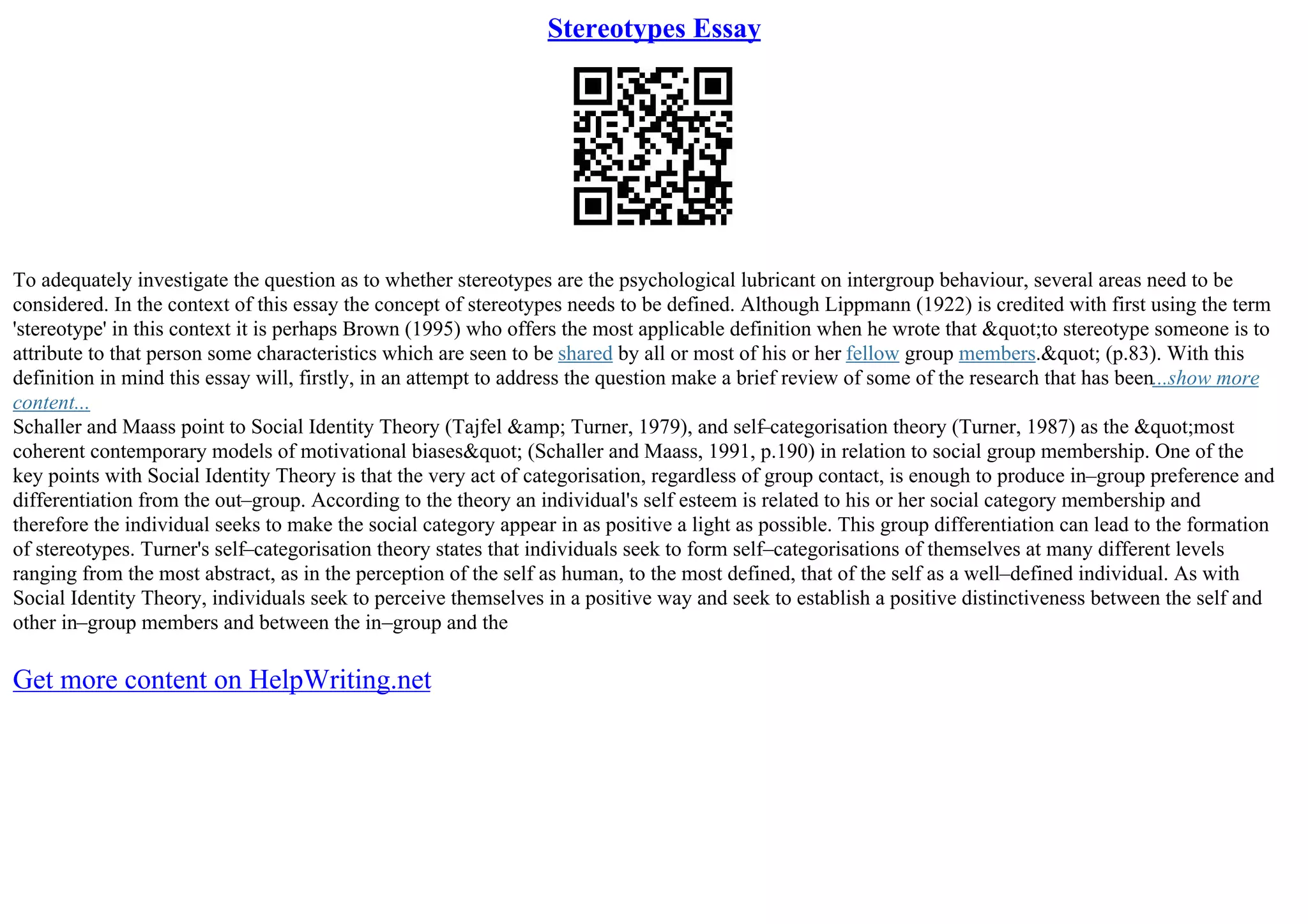 Stereotypes Essay | PPT