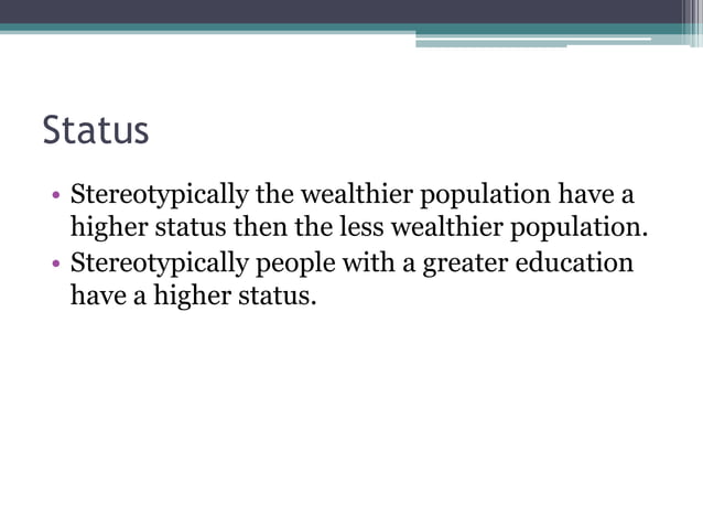 Stereotypes of class and status | PPTX