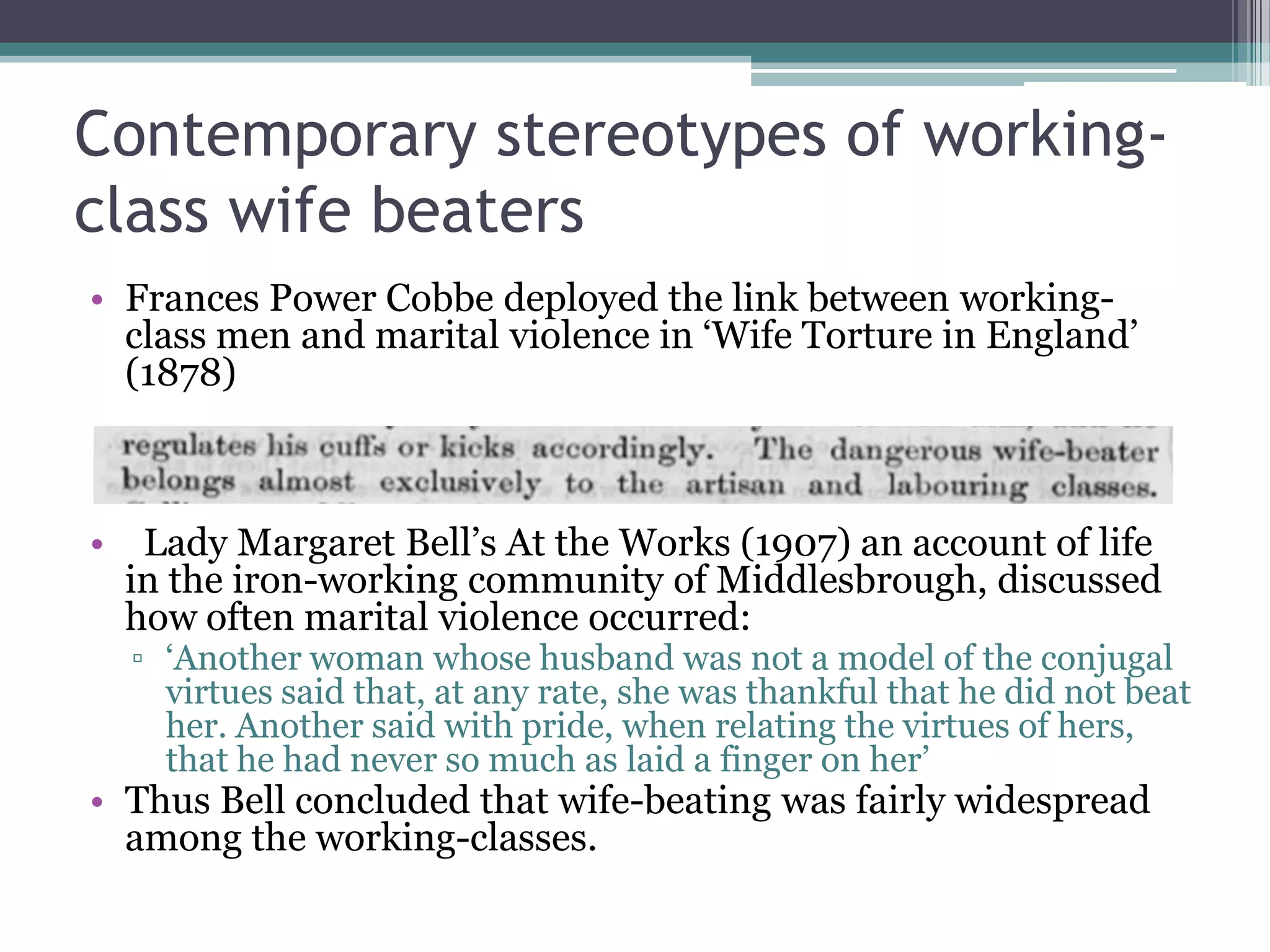 Stereotypes of working class wife beaters in 19th century England | PPT