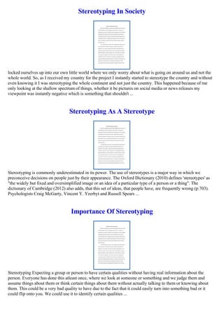 Stereotyping-Essay | PDF