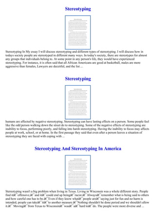 Stereotyping-Essay | PDF