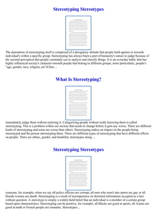 Stereotyping-Essay | PDF