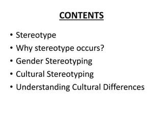 Stereotyping and cultural differences | PPTX