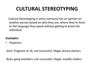 Stereotyping and cultural differences | PPTX