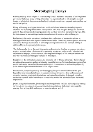 Stereotyping Essays | PDF