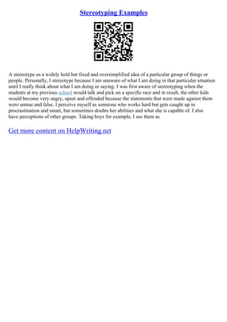 Stereotyping Examples | PDF