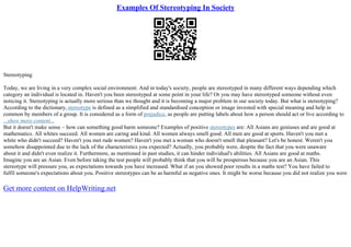 Stereotyping Examples | PPT