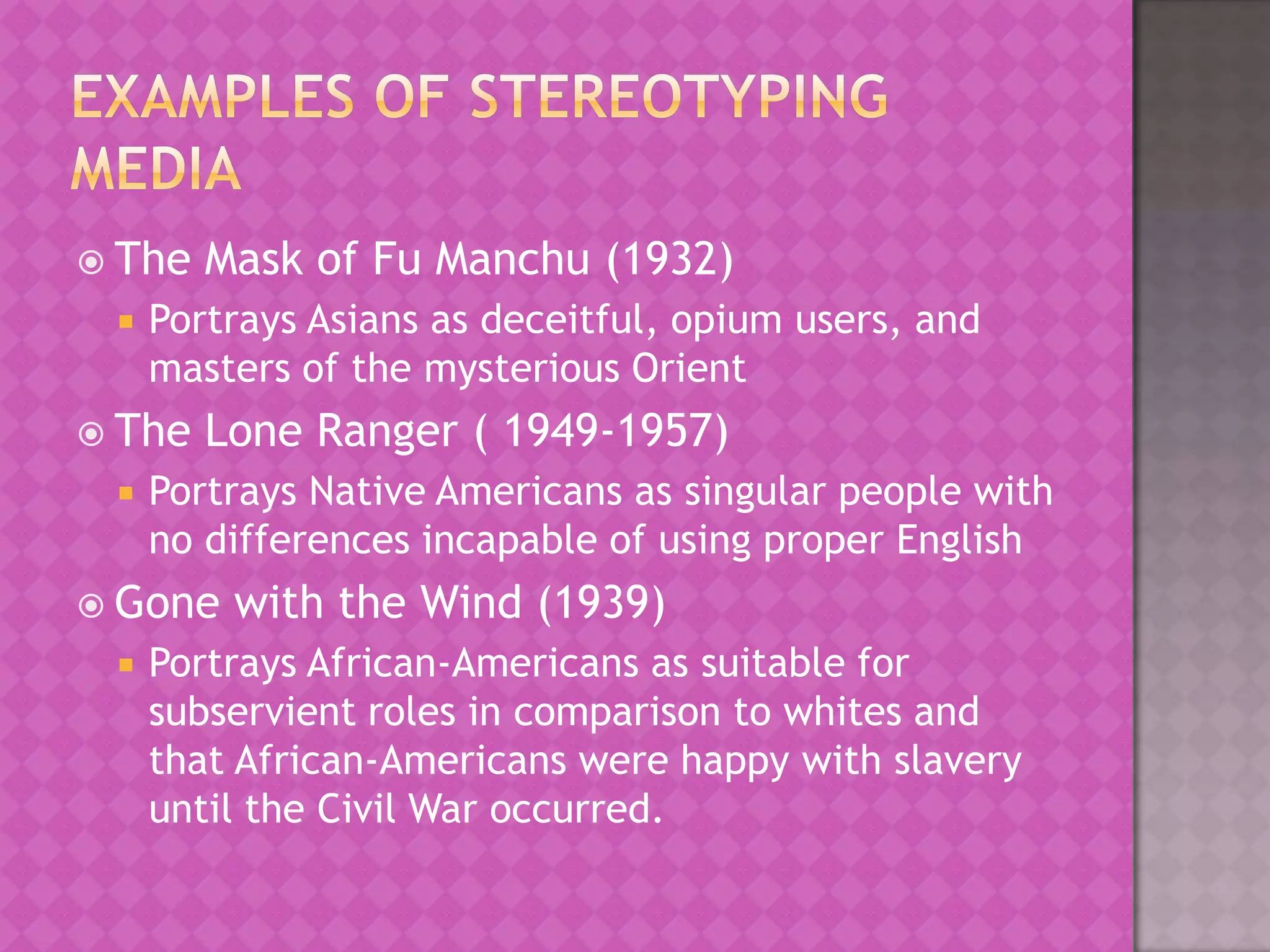 Stereotyping In Mass Media | PPTX