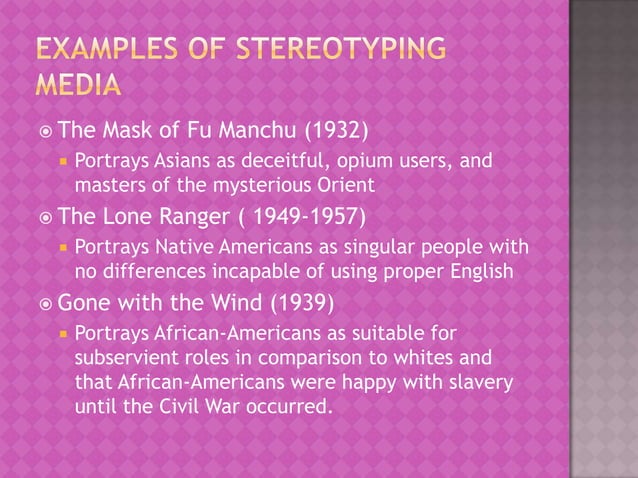 Stereotyping In Mass Media | PPT | Free Download