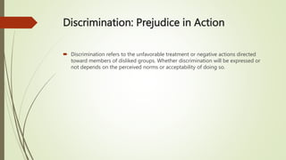 STEREOTYPING, PREJUDICE AND DISCRIMINATION | PPTX