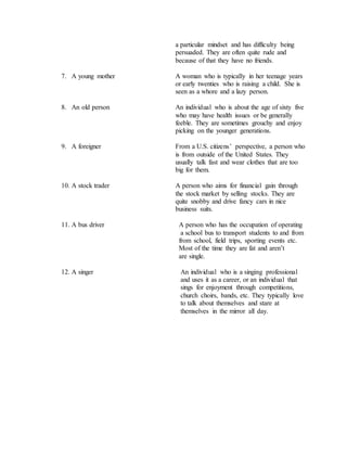 Stereotyping questionnaire -fys 100 | DOCX